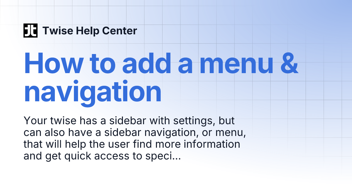 How to add a menu & navigation | Twise Help Center